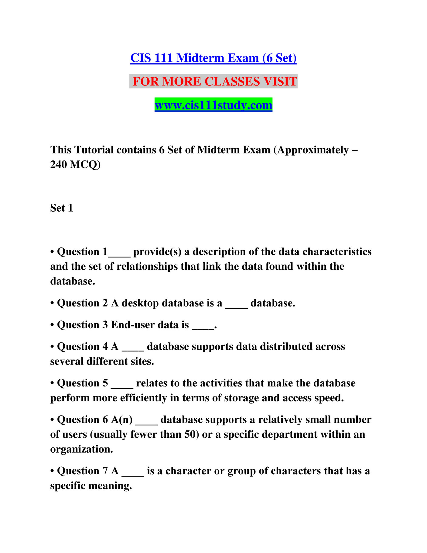 ddfgfhkjoluyr - CIS 111 Midterm Exam - Page 2-3 - Created with Publitas.com