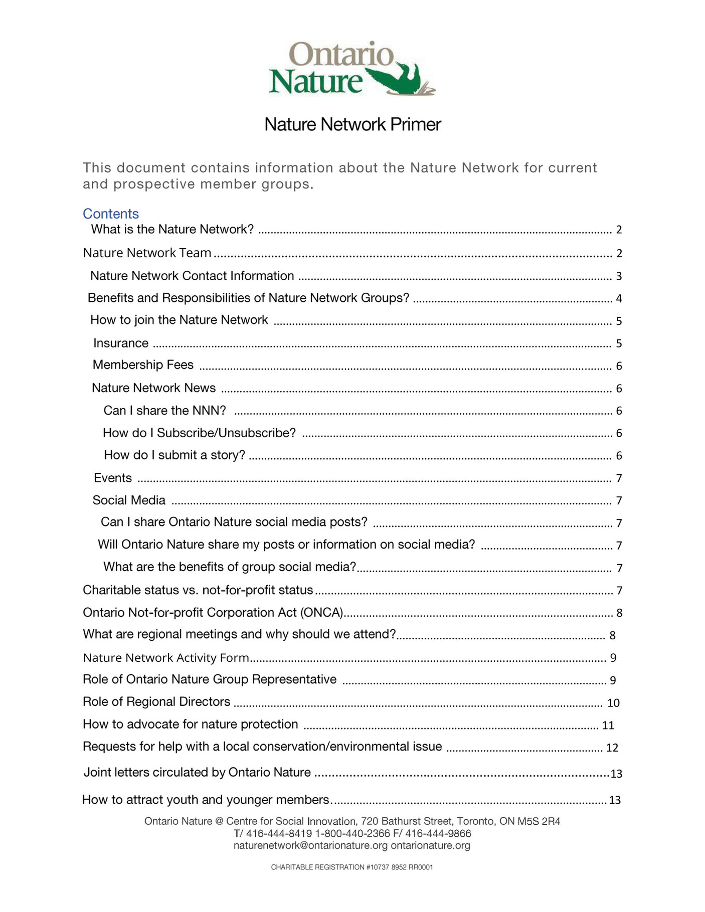 Nature Network Frequently Asked Questions - Ontario Nature - Page 1