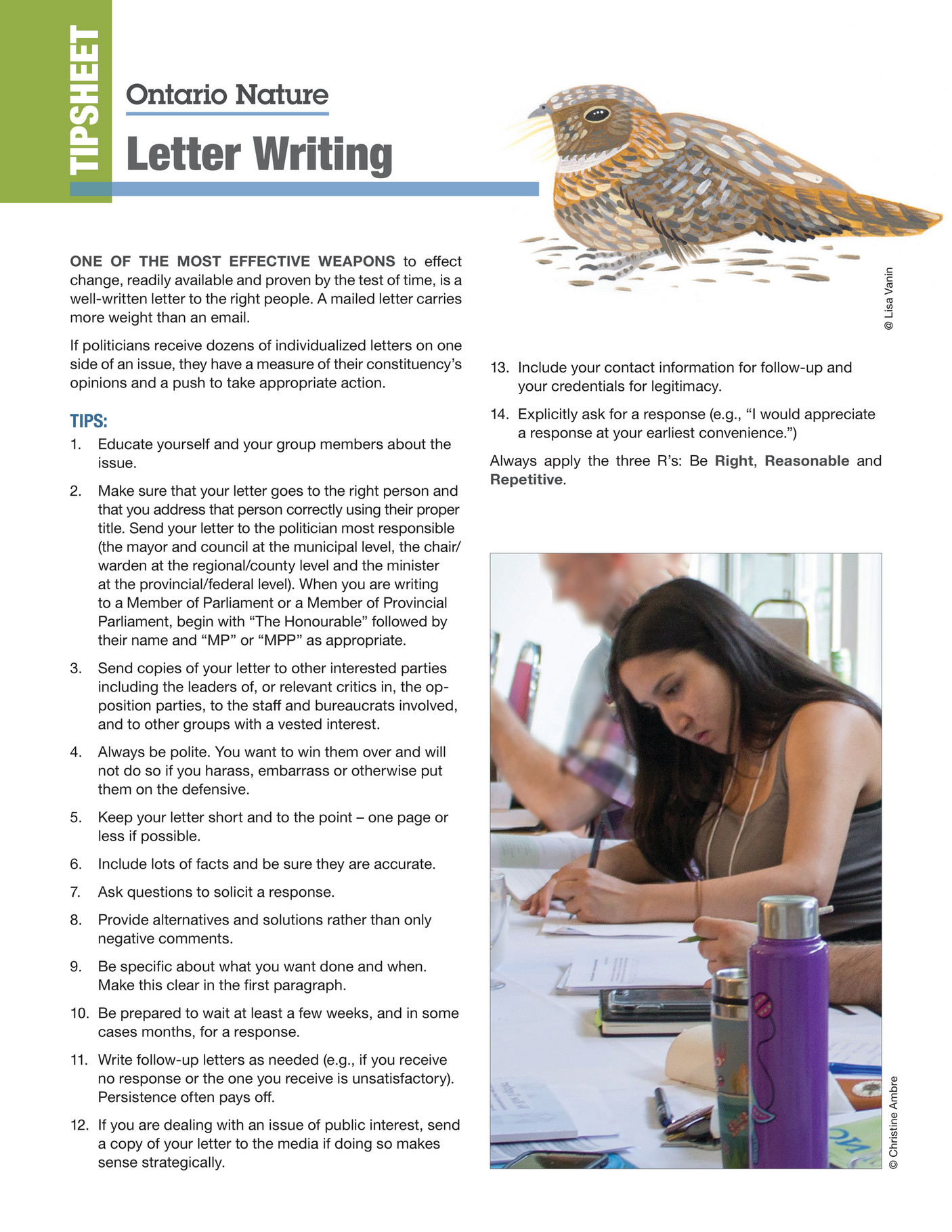 ON Nature magazine - Letter-Writing - Page 1