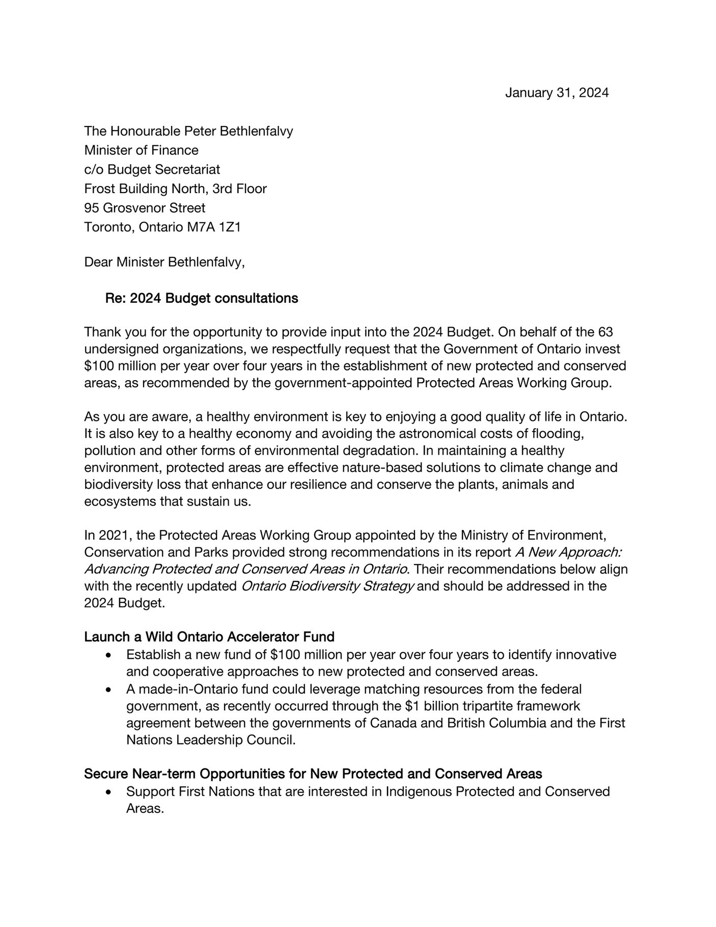 ON Nature magazine - Letter to Minister Bethlenfalvy RE 2024 Budget ...