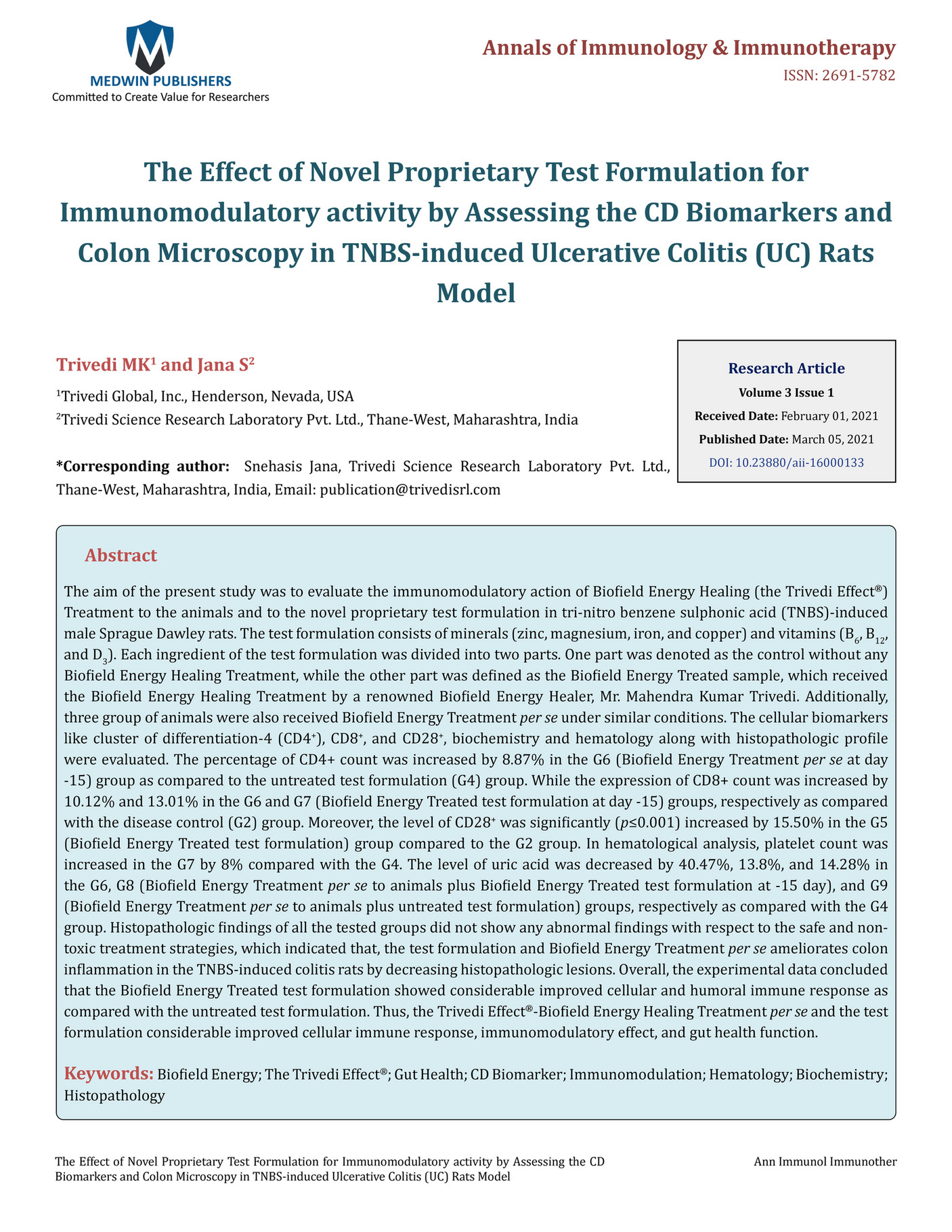 The Effect of Novel Proprietary Test Formulation for Immunomodulatory ... The Effect of Novel Proprietary Test Formulation for Immunomodulatory ...