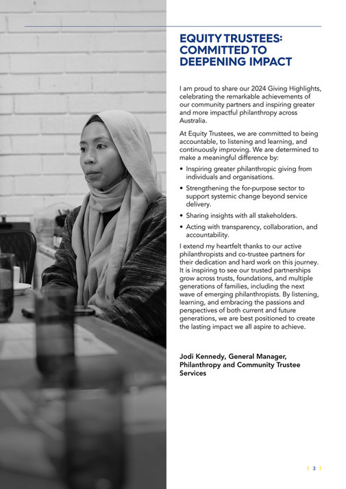 Equity Trustees - Philanthropy Giving Highlights 2024 - Page 2-3