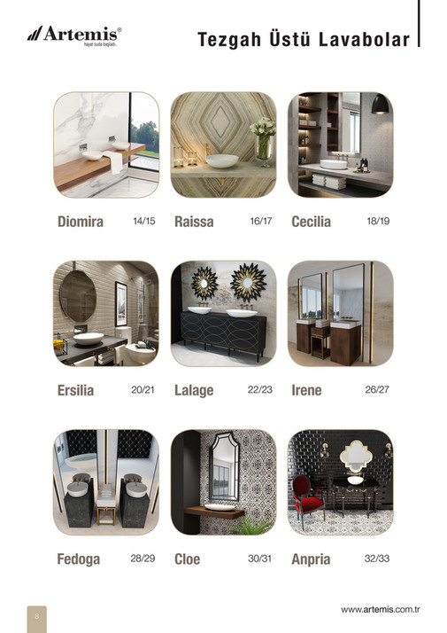 Artemis A.Ş. - 2022 Artemis Solid Lavabo Fiyat Kataloğu - Sayfa 8-9