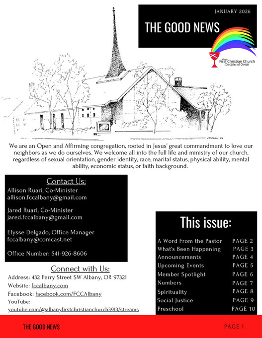 First Christian Church of Albany - January 2026 Newsletter - Page 1 ...