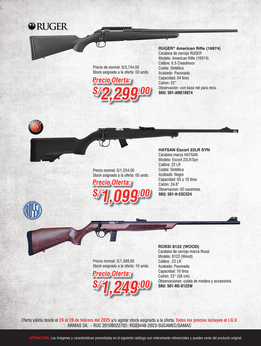 Armaq - OFERTA RUGER-ROSSI-HATSAN 2025 - CARABINAS publico - Página 2-3 ...