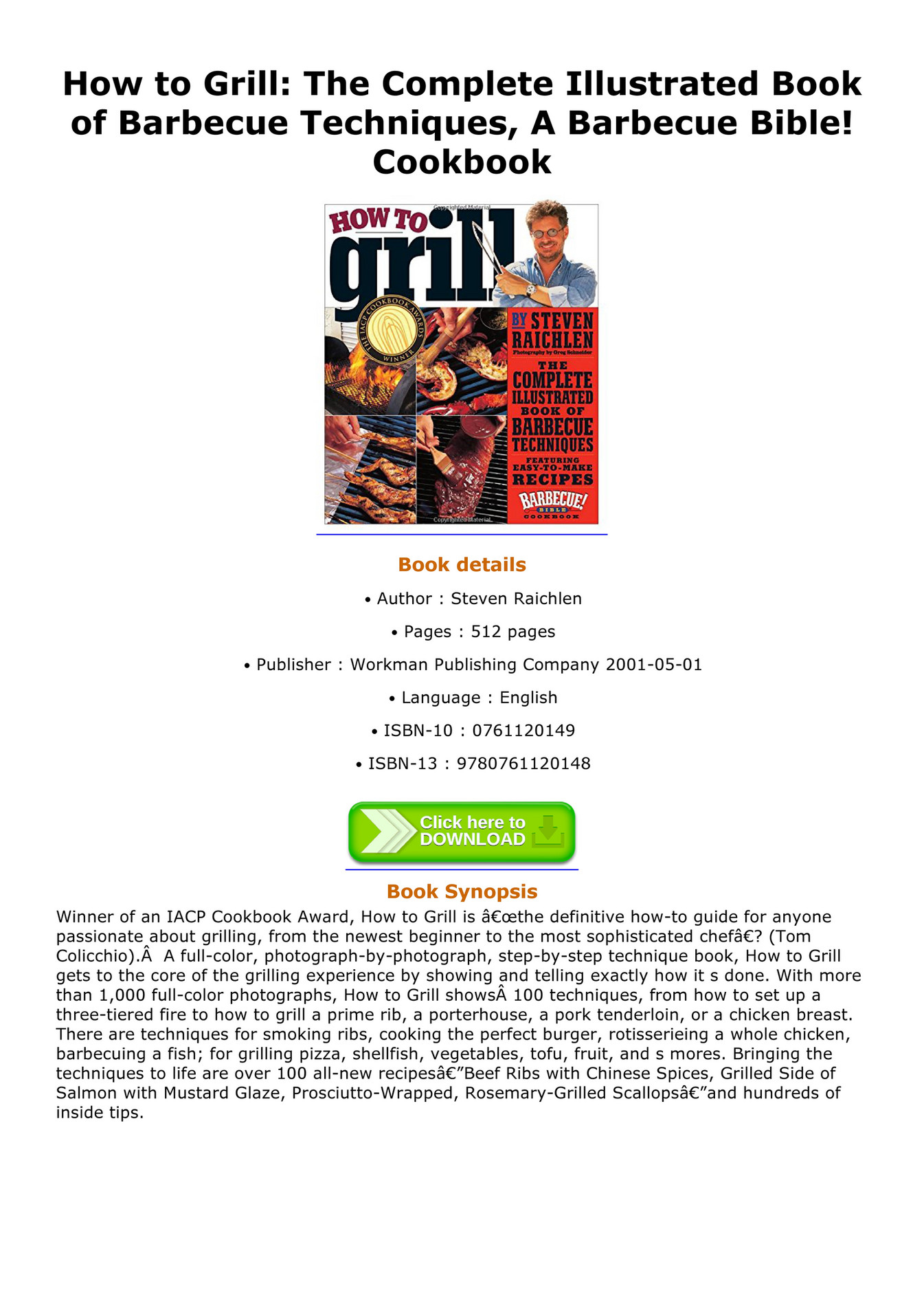 PDF - How to Grill The Complete Illustrated Book of Barbecue Techniques ...