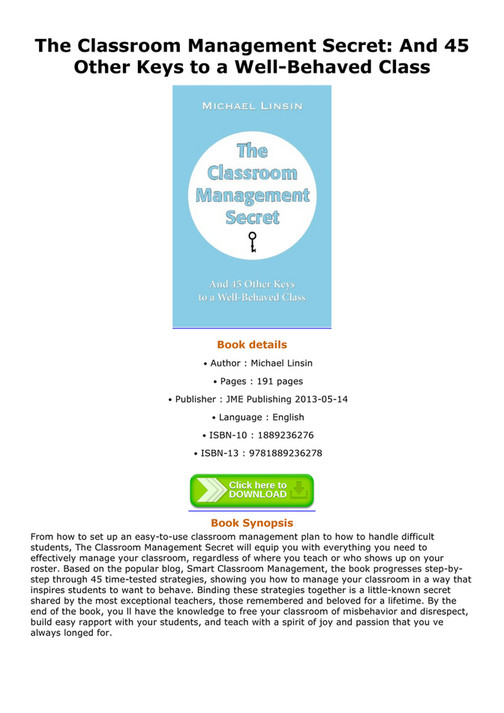 PDF - The Classroom Management Secret And 45 Other Keys to a Well ...