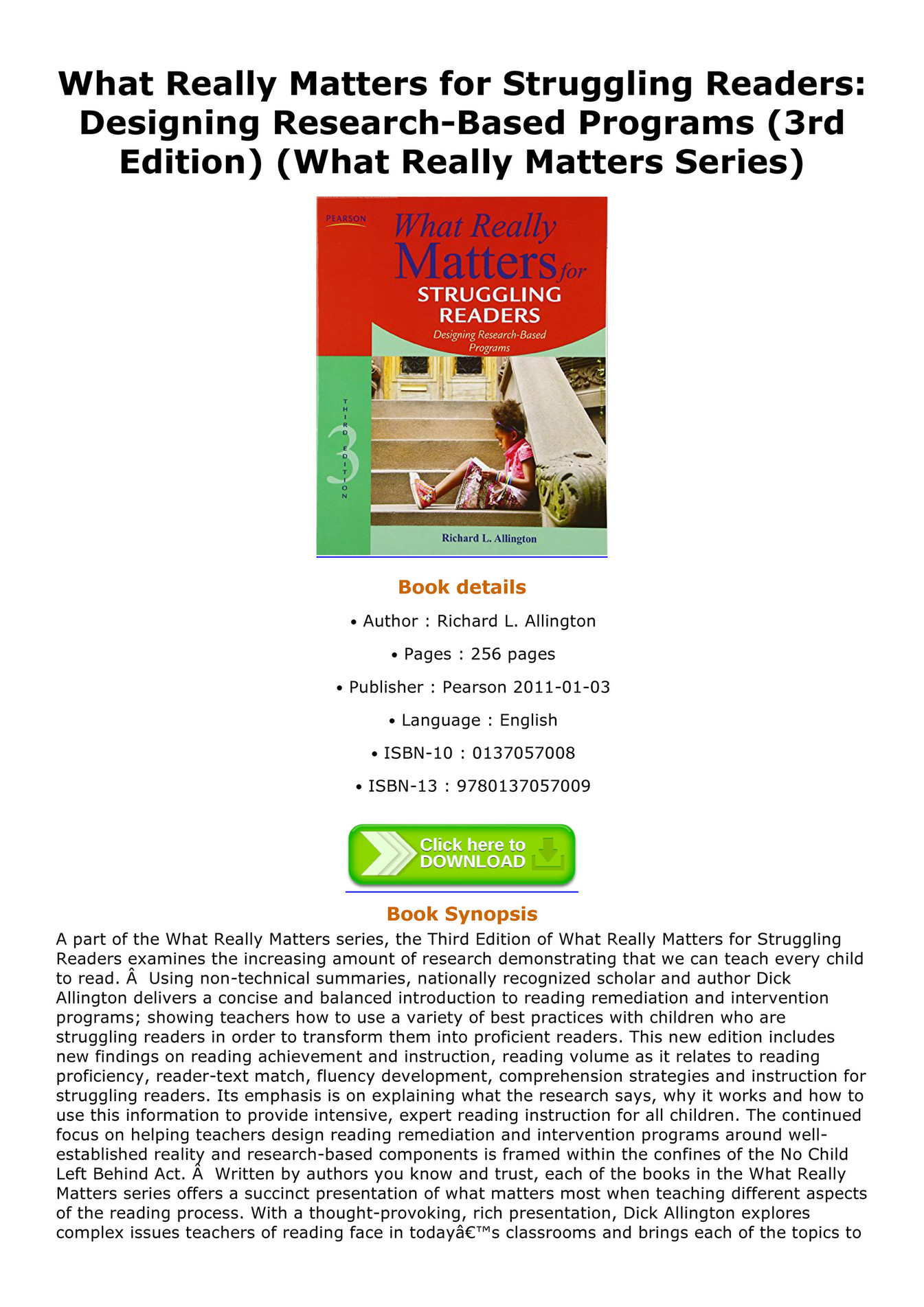 PDF - What Really Matters for Struggling Readers Designing Research ...