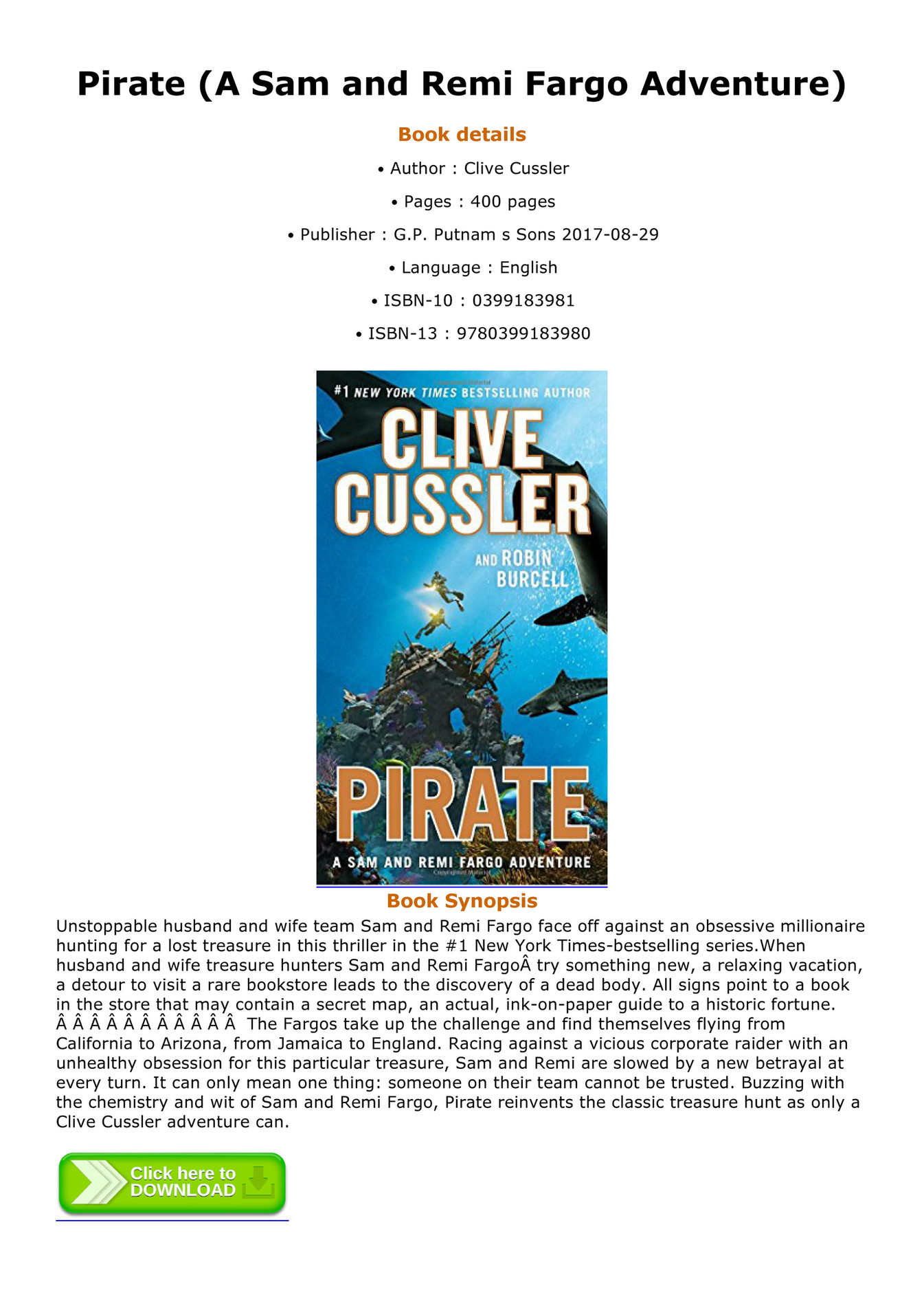 Top - Pirate A Sam and Remi Fargo Adventure - Page 1 - Created with ...