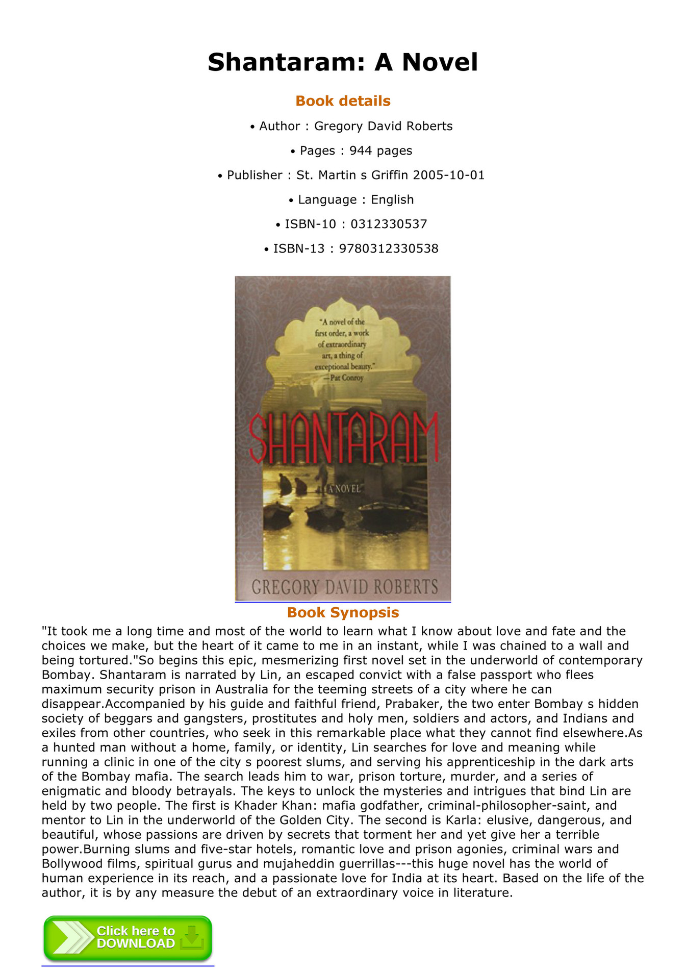 Top - Shantaram A Novel - Page 1 - Created with Publitas.com