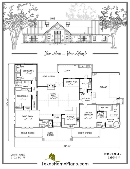 texas home plans - TEXAS RANCH- HOMES - Page 78-79