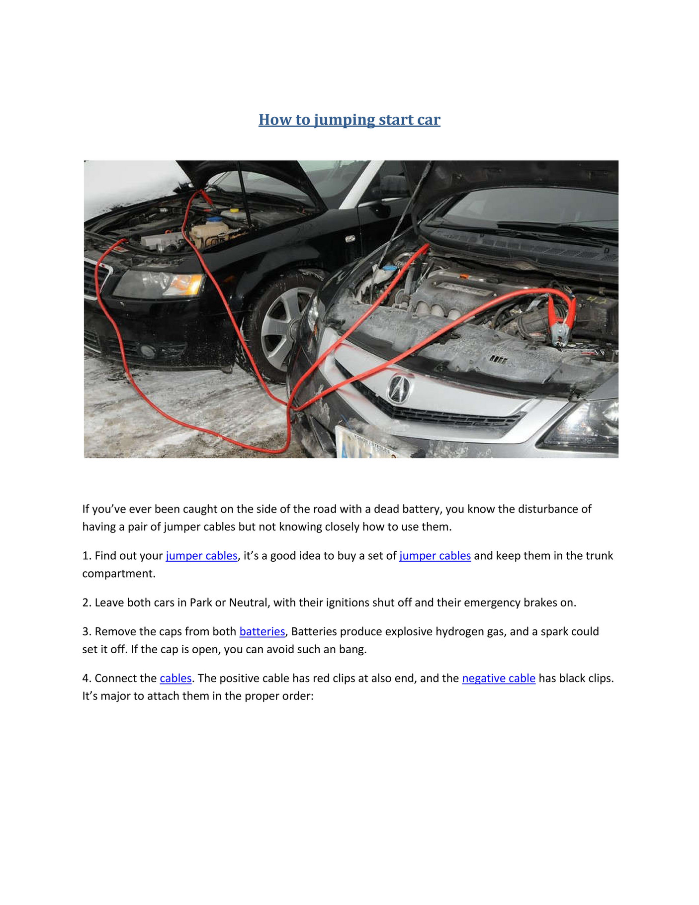 My publications - PartsAvatar Auto Parts, Canada - How to jumping start ...