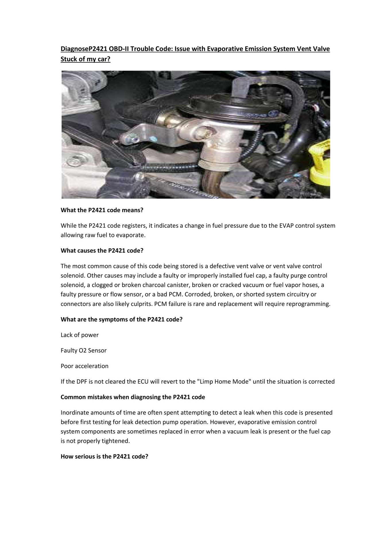 My publications - Partsavatar Car Parts, Toronto - Diagnose P2421 OBD ...