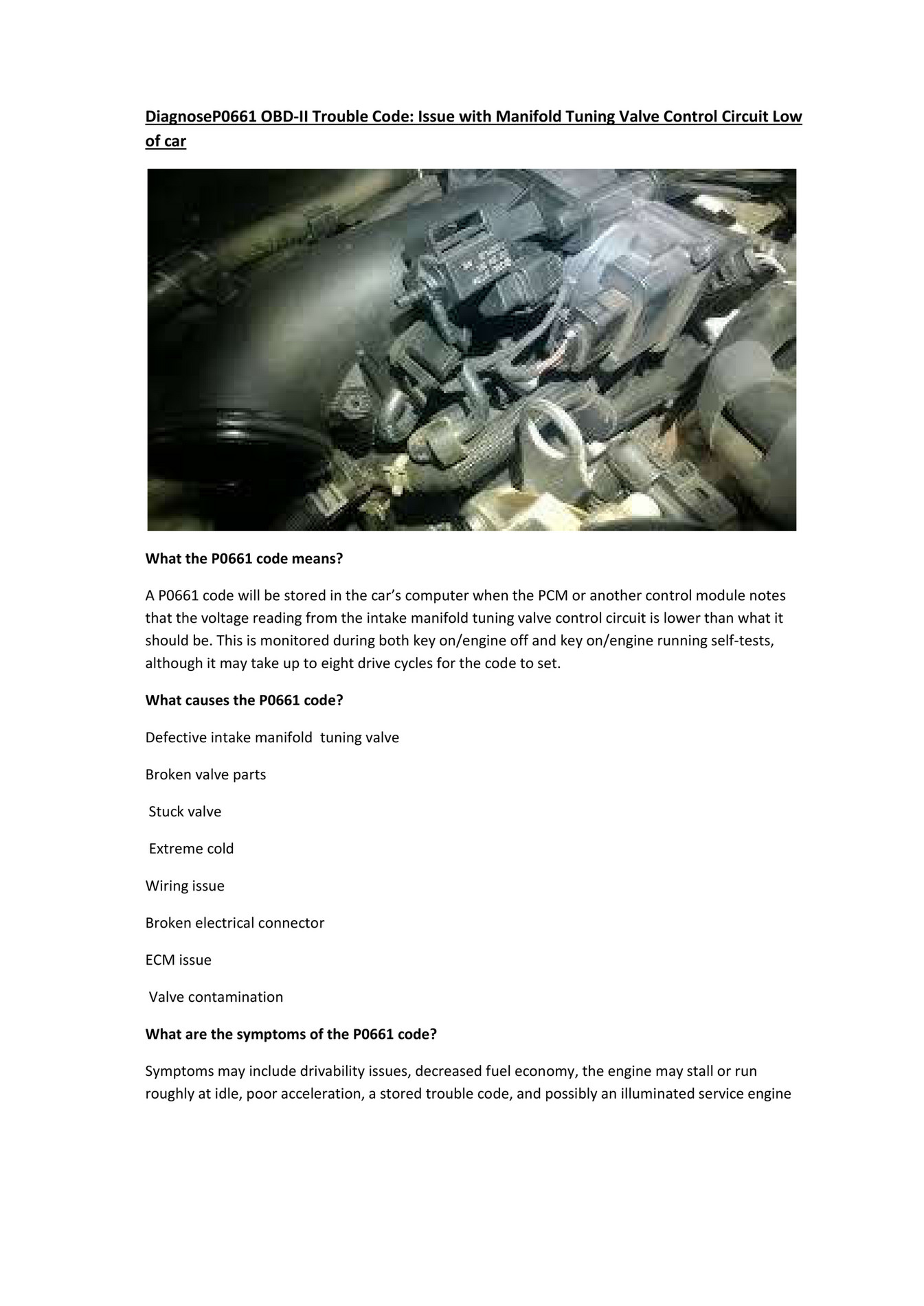 My publications - Partsavatar, Canada - Diagnose P0661 OBD-II Trouble ...