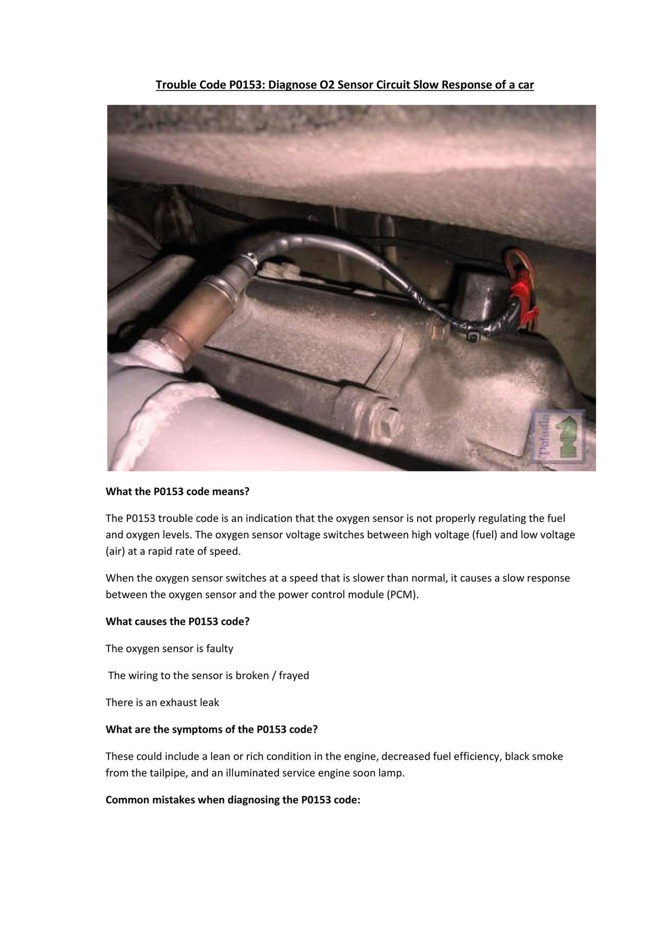 My publications - Partsavatar.CA - Trouble Code P0153 Diagnose O2 Sensor Circuit Slow Response ...