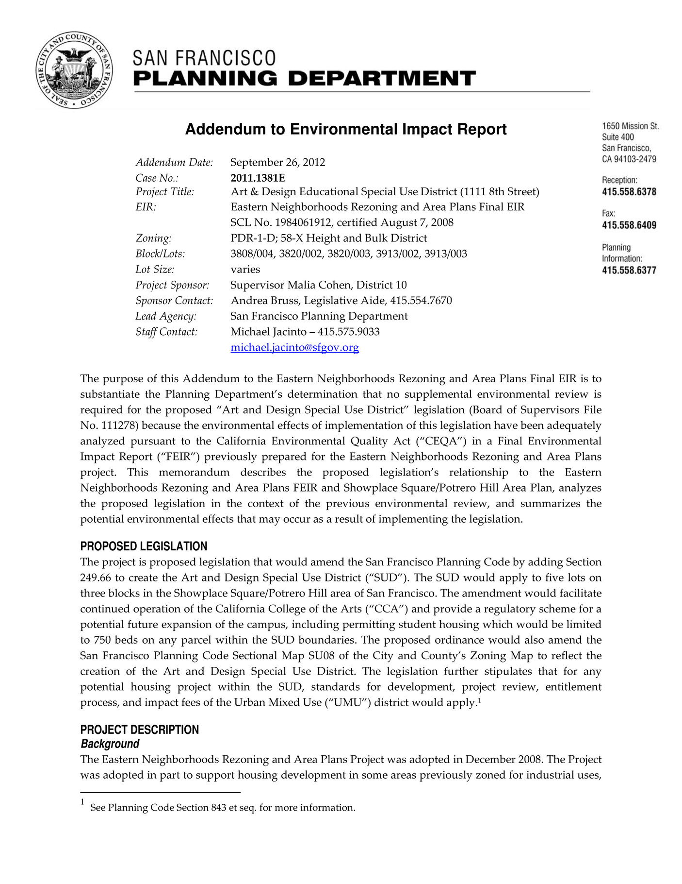 CCA Addendum to Eastern Neighborhoods - Page 2-3 - Created with ...