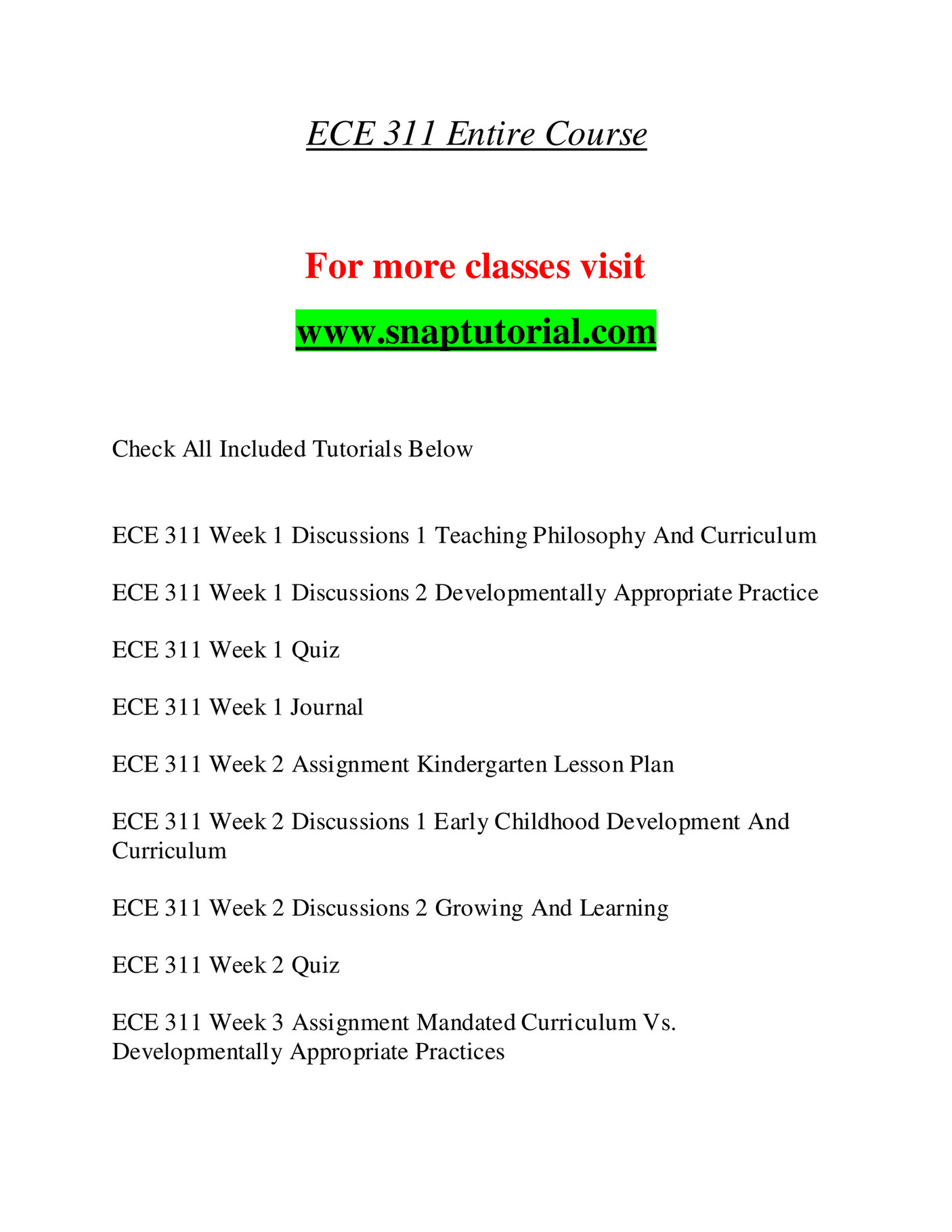 Ashford University - ECE 311 Course Extrordinary Success - snaptutorial ...