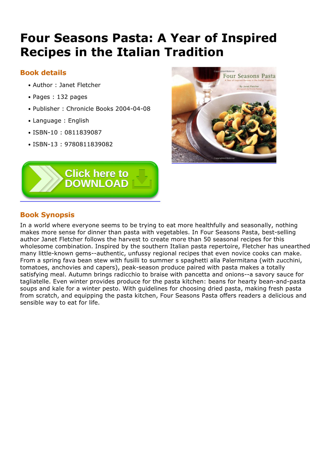 Cooking - Four Seasons Pasta A Year of Inspired Recipes in the Italian ...