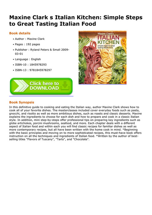 Cooking - Maxine Clark s Italian Kitchen Simple Steps to Great Tasting ...