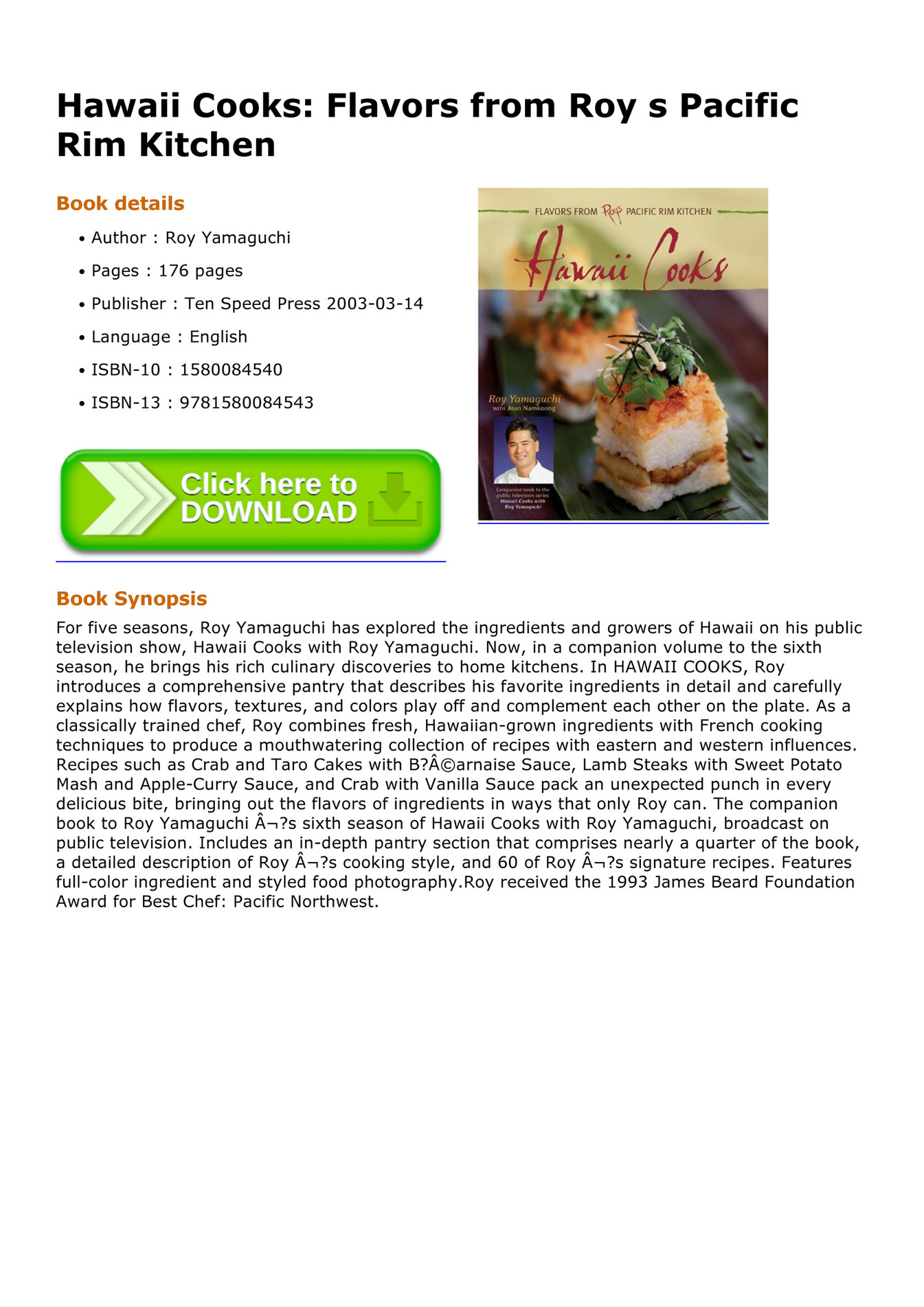 Cooking - Hawaii Cooks Flavors from Roy s Pacific Rim Kitchen - Page 1 ...