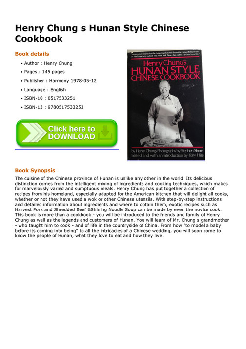 Cooking - Henry Chung s Hunan Style Chinese Cookbook - Page 1 - Created ...