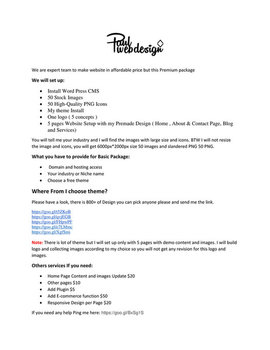Paul Web Design - Fiverr Premioum $130 Package - Page 1 - Created with ...