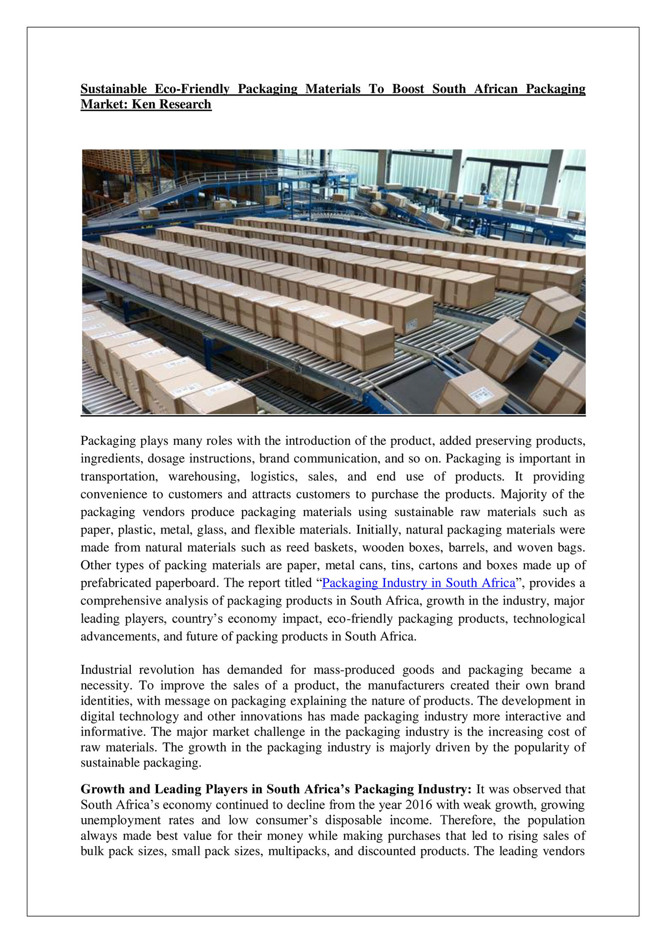 ken research - Packaging Industry in South Africa Market - Page 1 ...