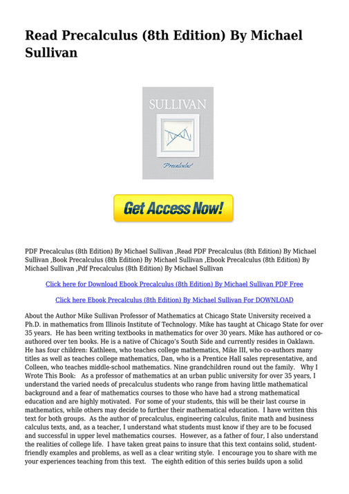 pdf - ebook download precalculus 8th edition by michael sullivan - Page ...