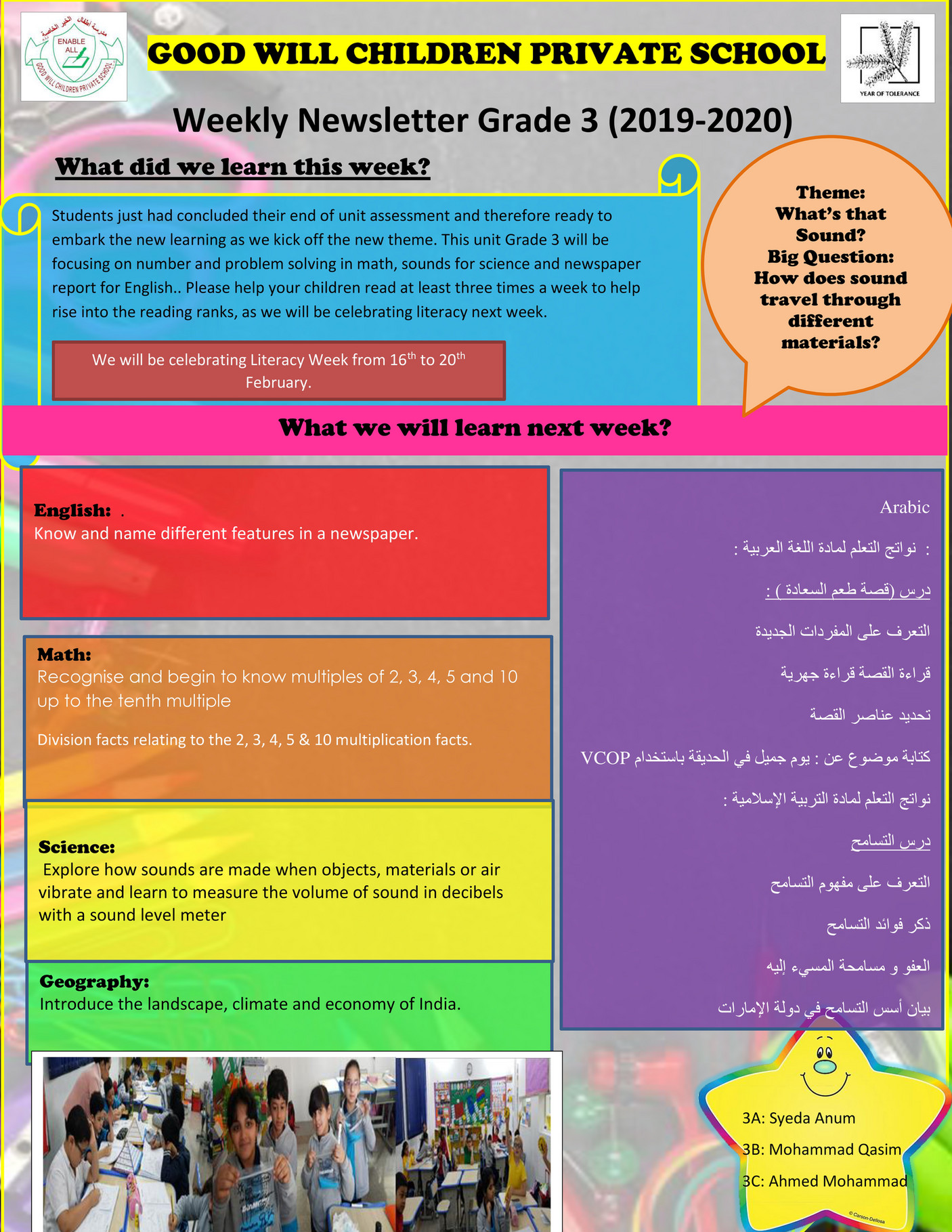 Good Will Children School - Grade 3 Weekly curriculum newsletter week 6 ...