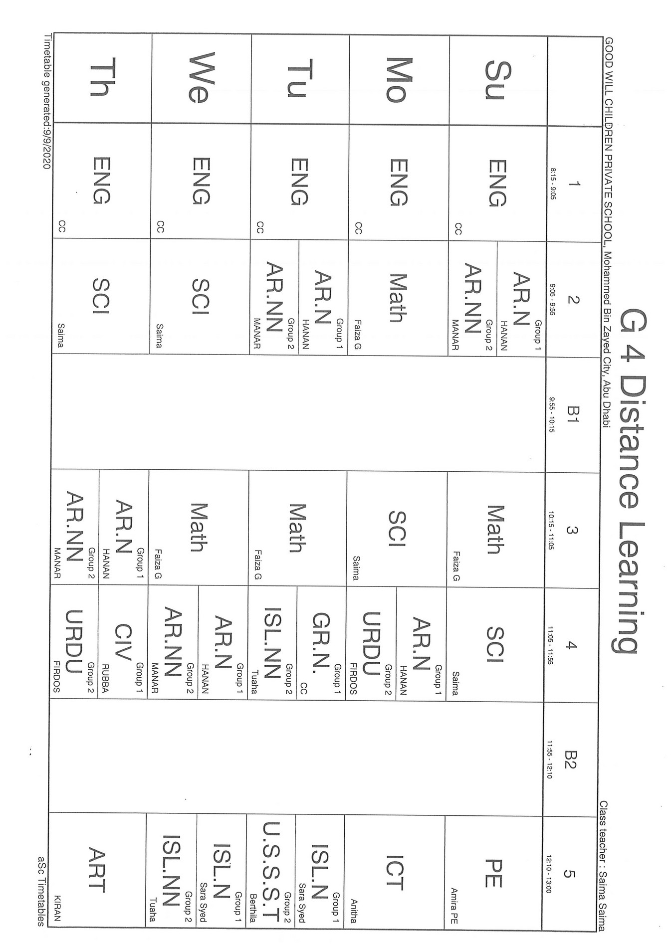 Good Will Children School - Grade 4 Timetable - Page 1 - Created with ...