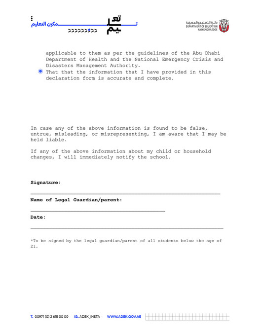Good Will Children School - Student Physical Return Declaration Form (3 ...