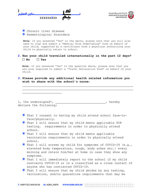 Good Will Children School - Student Physical Return Declaration Form (1 ...