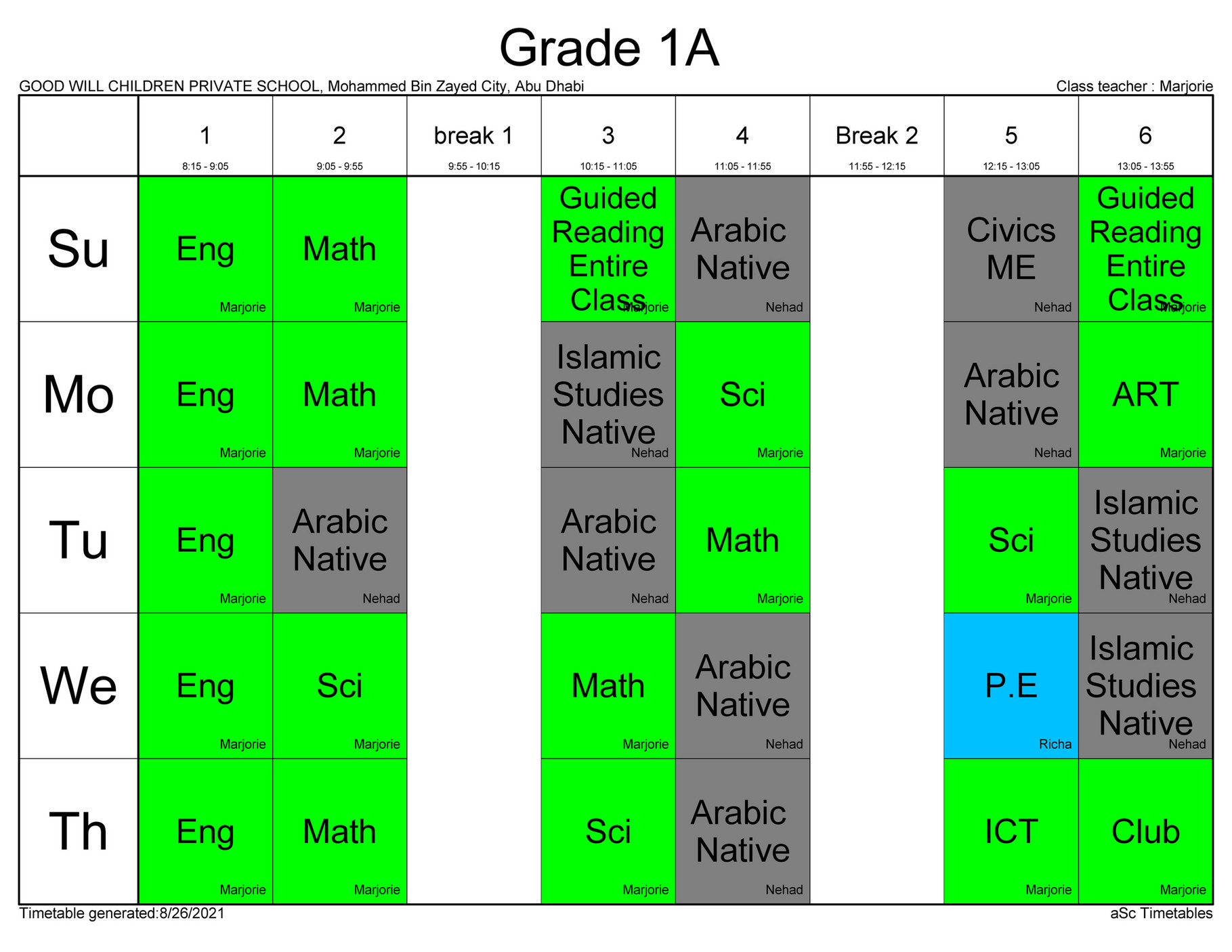 Good Will Children School - Class Timetable 1-8 - Page 2 - Created with ...