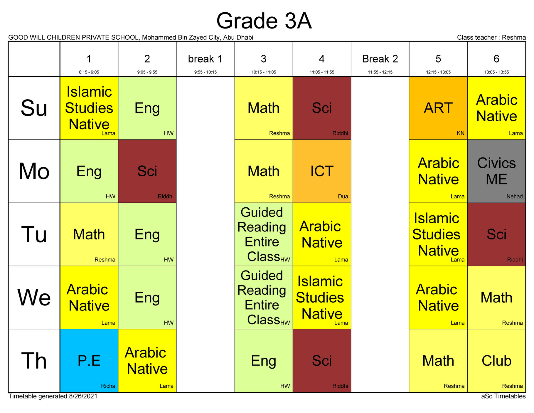 Good Will Children School - Class Timetable GR3 - Page 1 - Created with ...