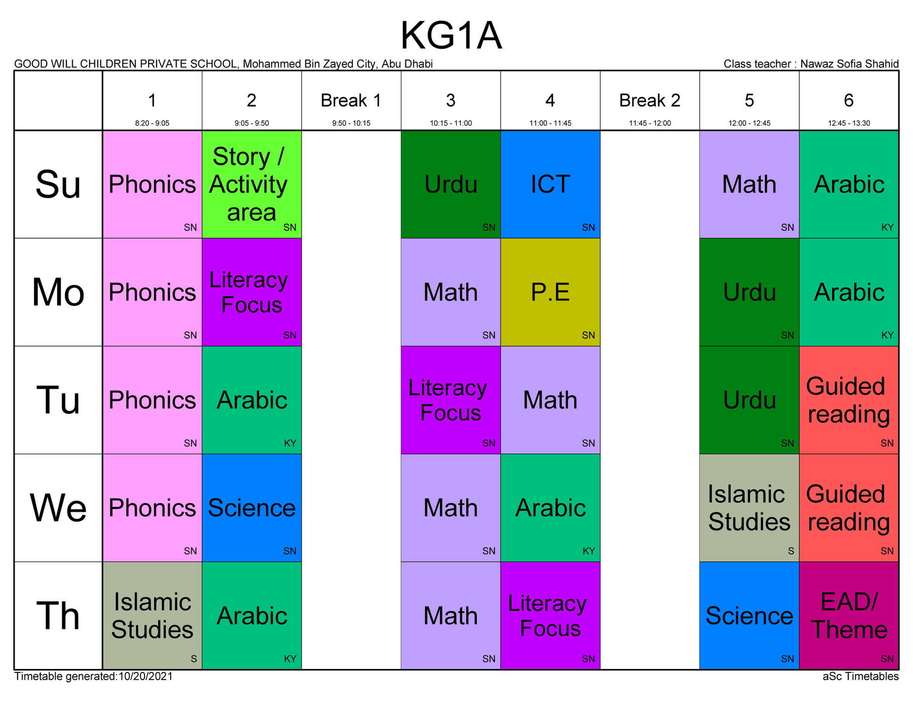 Good Will Children School - TimeTable KG - Page 1 - Created with ...