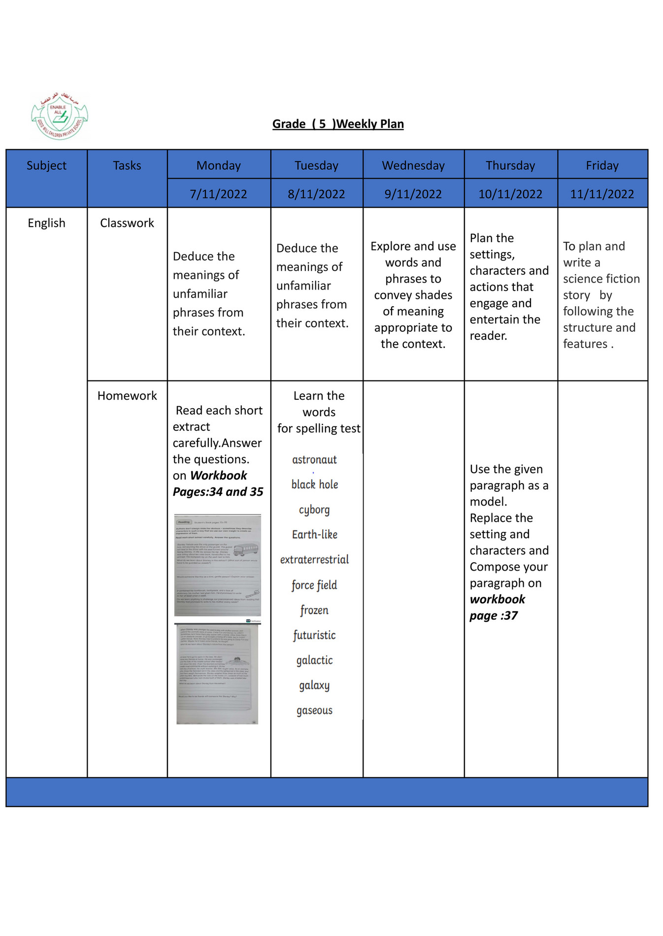 Good Will Children School - GR 5 -Weekly Plan-Week 10 - Page 1 ...