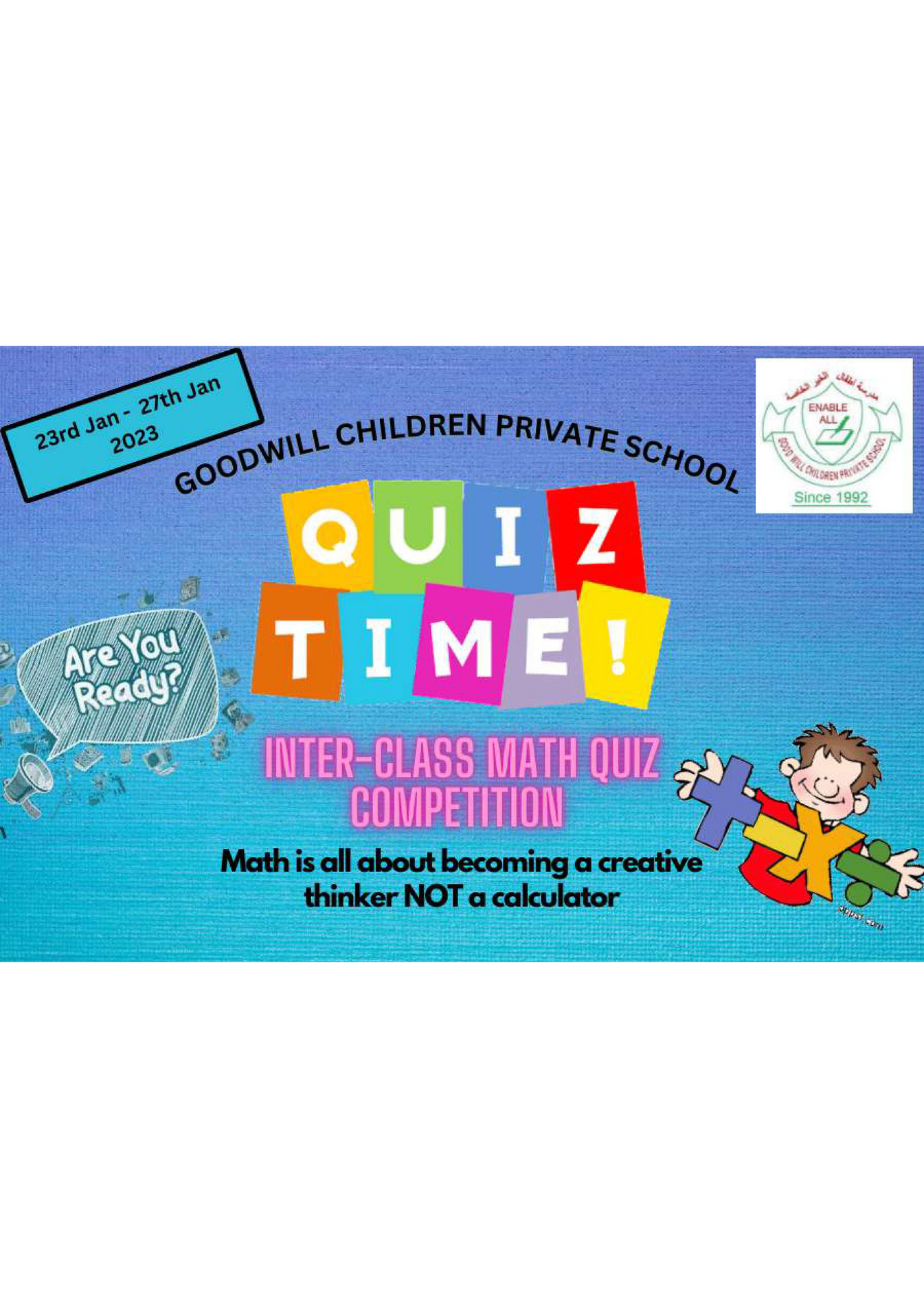 Good Will Children School - Inter-Class Math Quiz Competition (1 ...