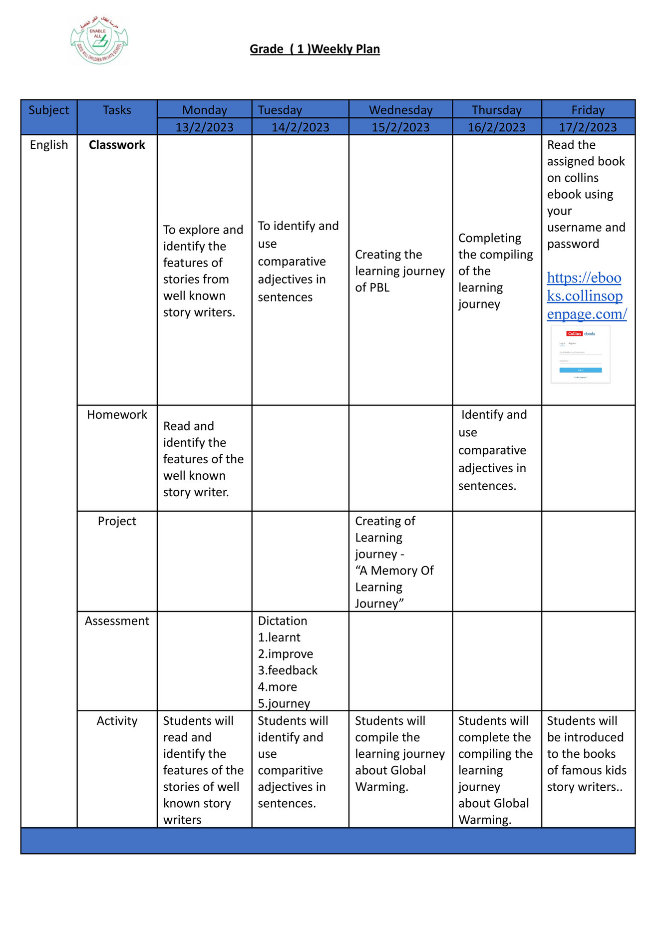 Good Will Children School - GR-1 -Weekly Plan-Term-2-Week-7 - Page 8 ...