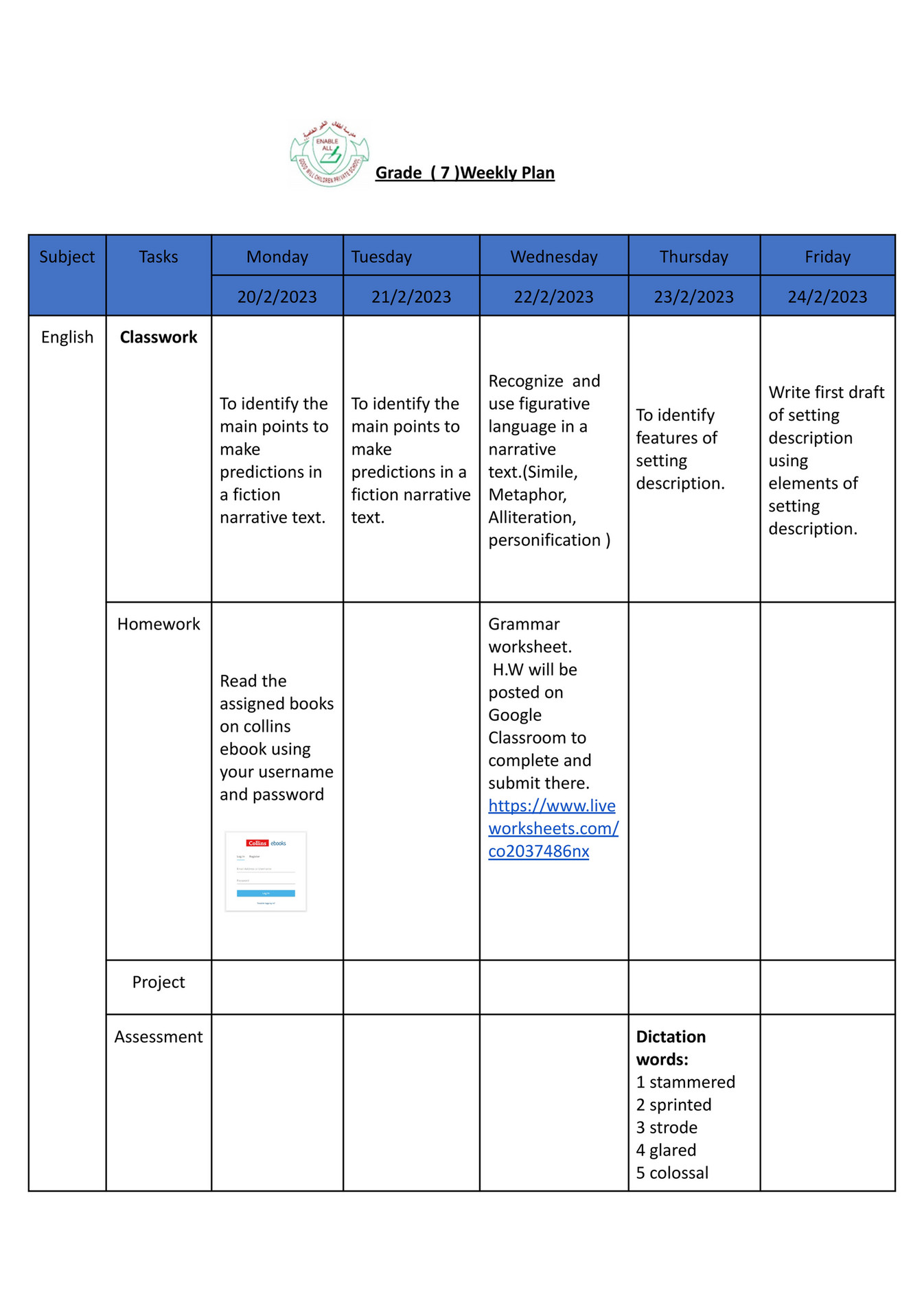 Good Will Children School - GR-7 -Weekly Plan-Term-2-Week-8 - Page 1 ...