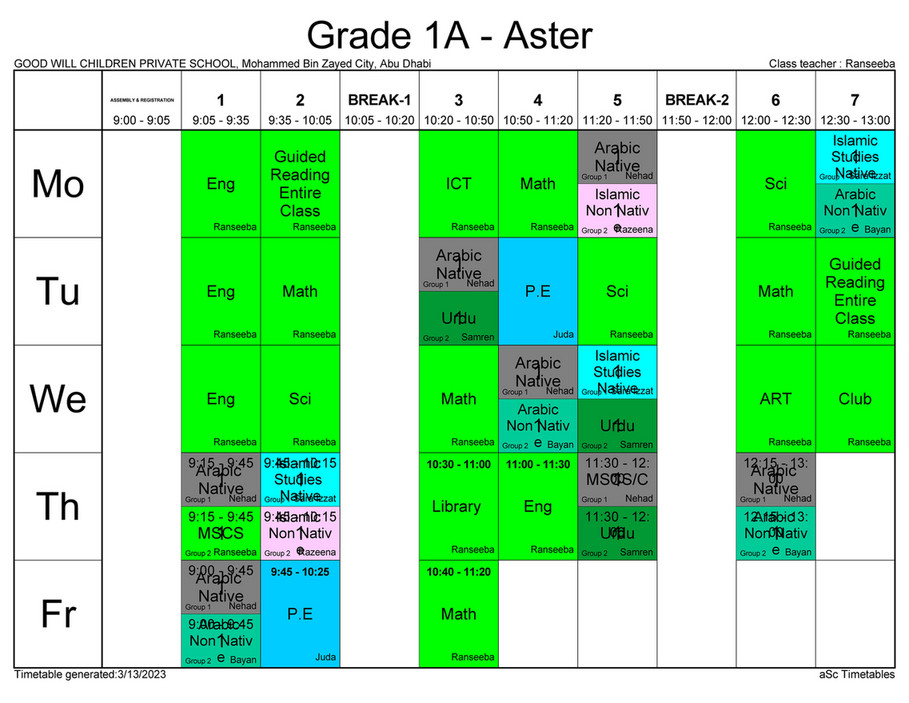 Good Will Children School - Classes GR1-8 Ramadan Timetable term 2 - Page 1 - Created with ...