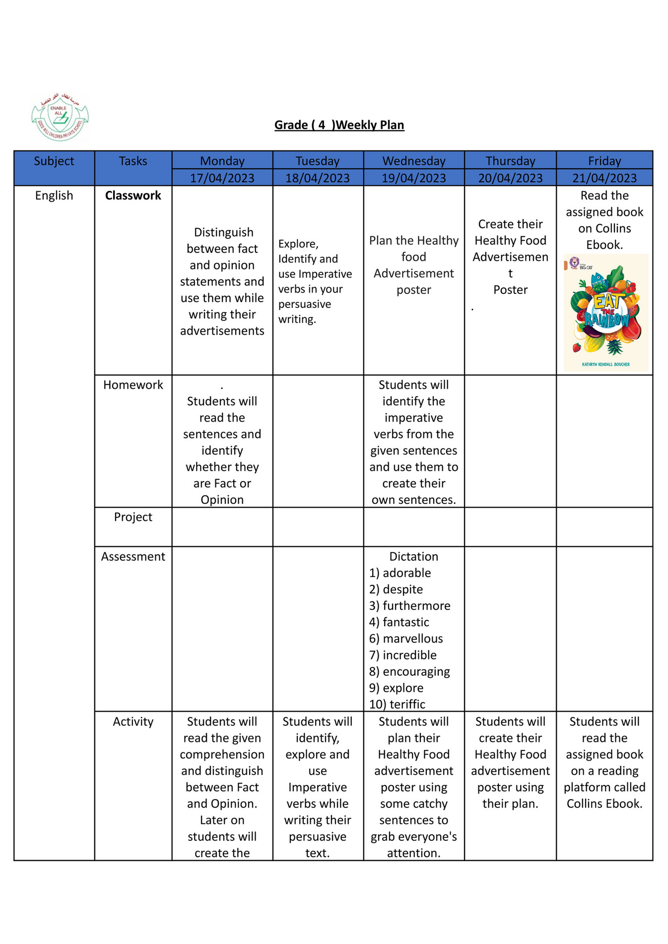 Good Will Children School - GR-4 -Weekly Plan-Term-3-Week-2 - Page 6 ...