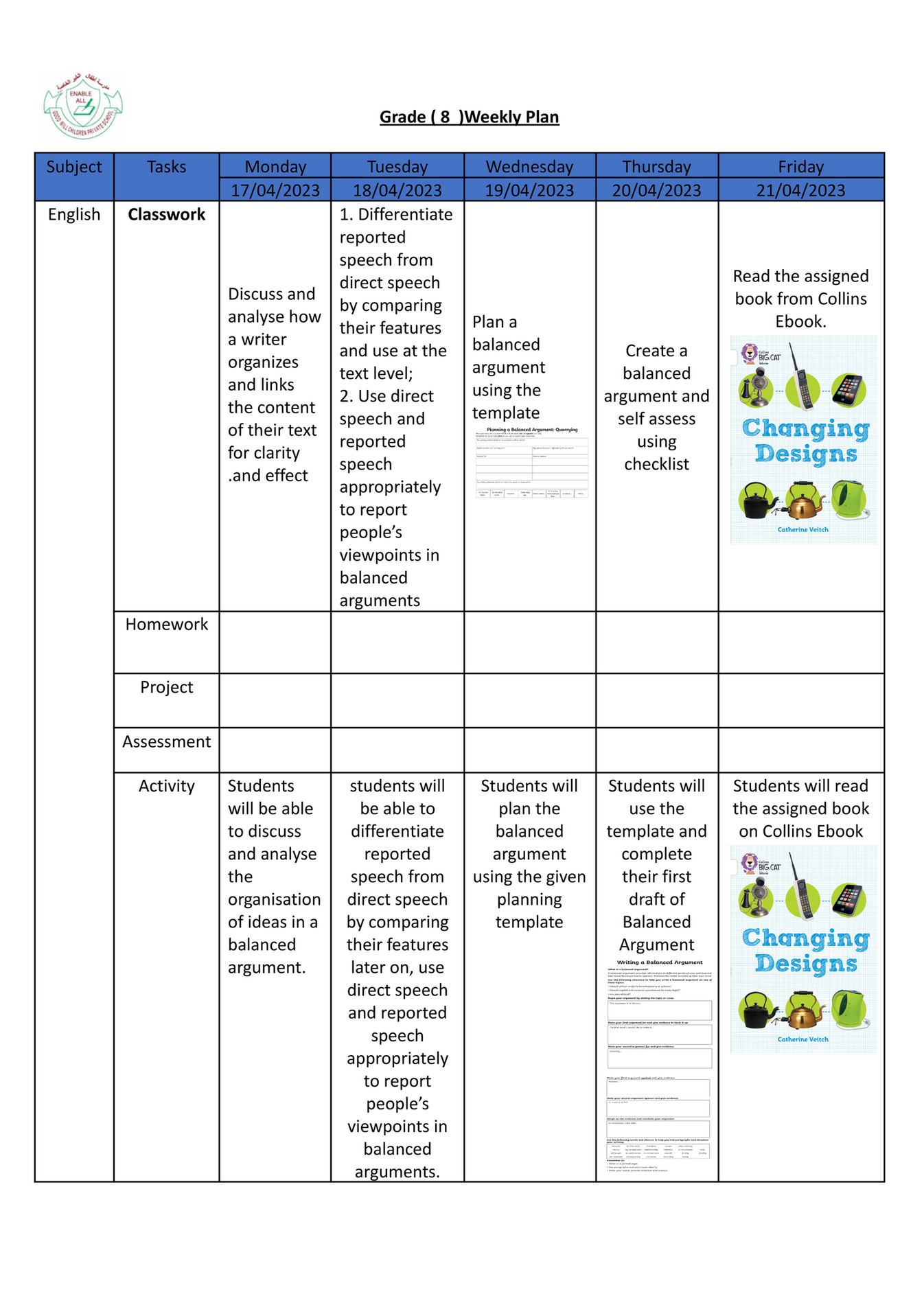 Good Will Children School - GR-8 -Weekly Plan-Term-3-Week-2 - Page 2-3 ...