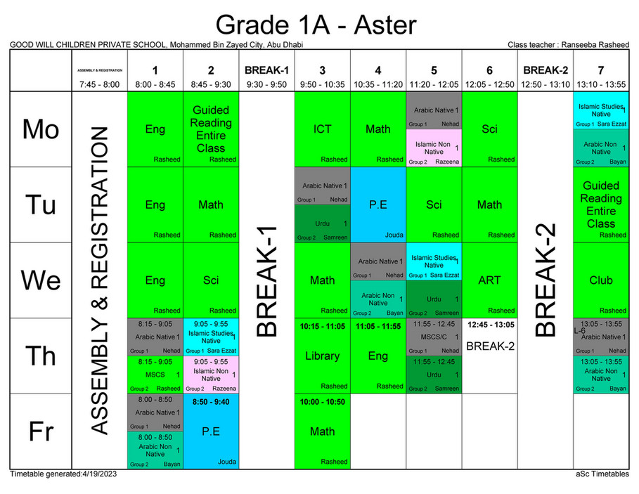 Good Will Children School - GR1-GR8 Classes TimeTable - Term-3 - Page 1 - Created with Publitas.com