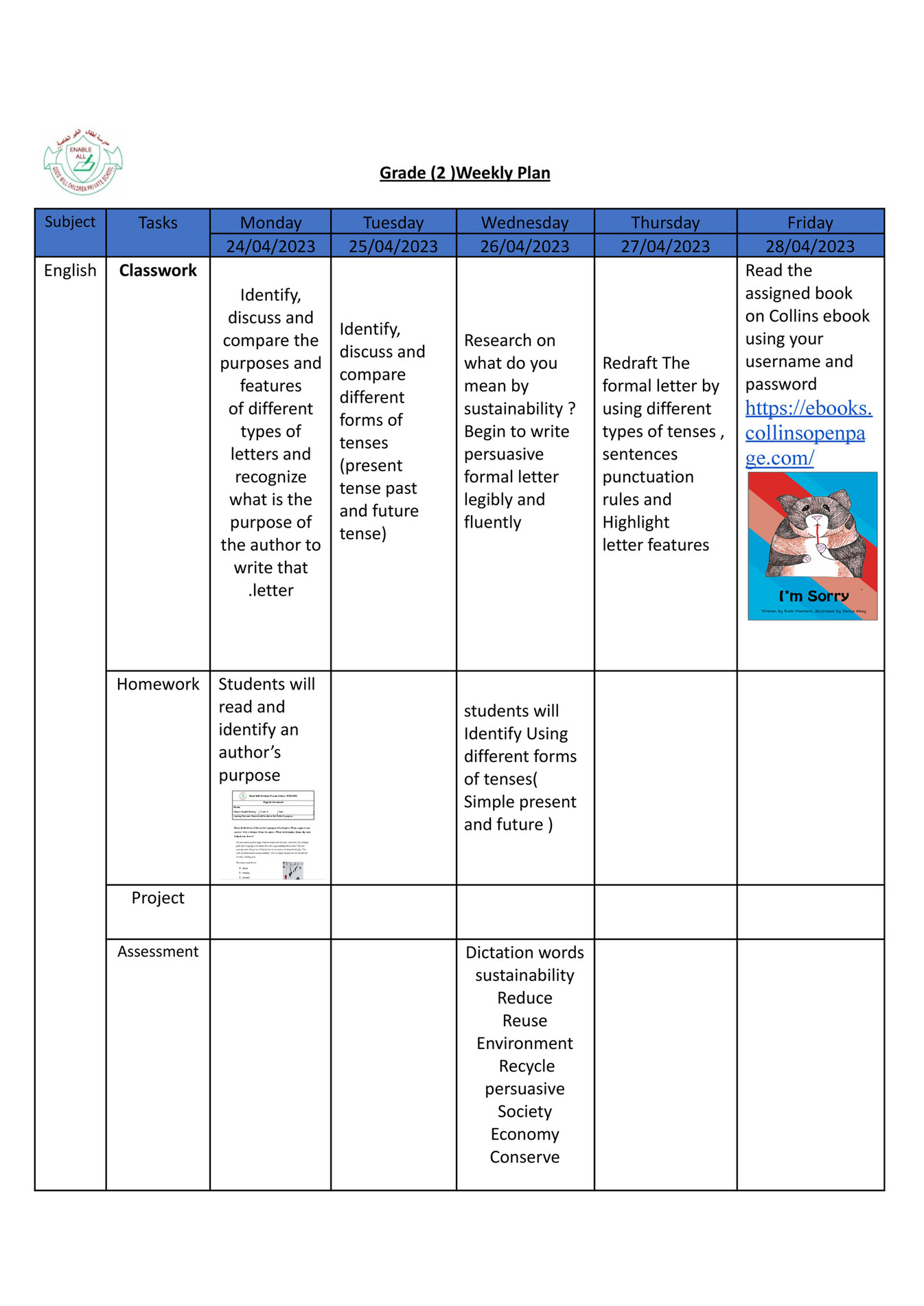 Good Will Children School - GR-2 -Weekly Plan-Term-3-Week-3 - Page 1 ...