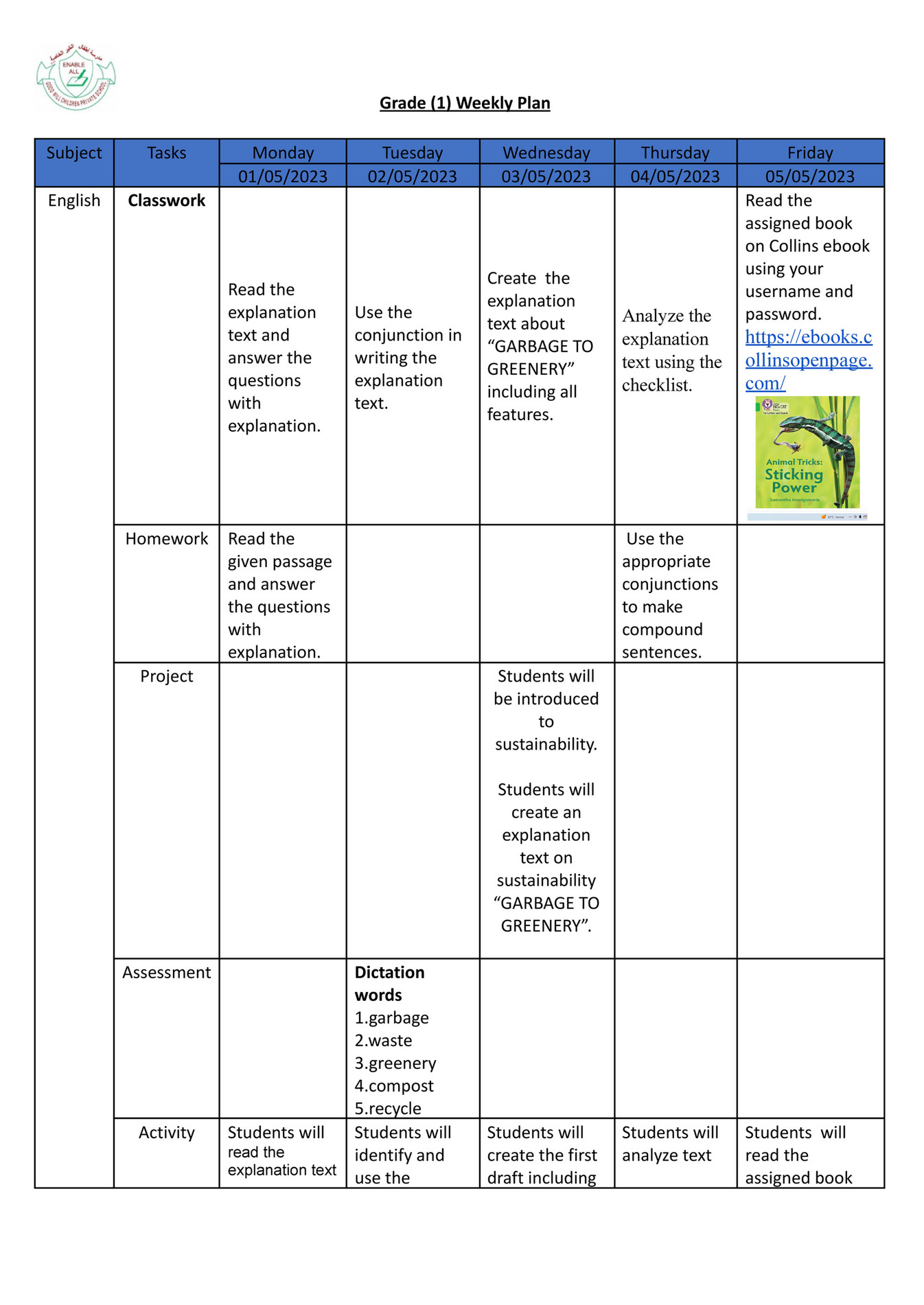 Good Will Children School - GR-1 -Weekly Plan-Term-3-Week-4 - Page 8 ...