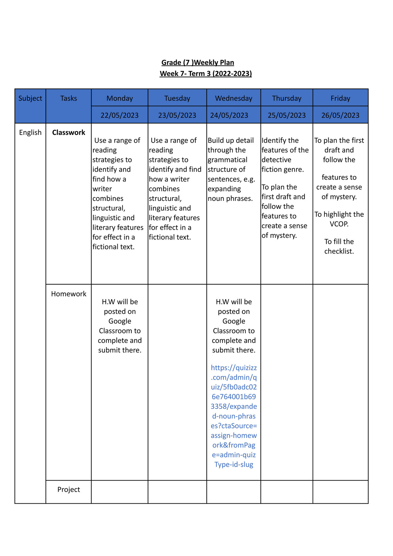 Good Will Children School - GR-7 -Weekly Plan-Term-3-Week-7 - Page 1 ...
