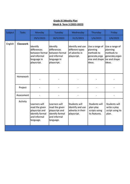 Good Will Children School - GR-6 -Weekly Plan-Term-3-Week-8 - Page 1 ...