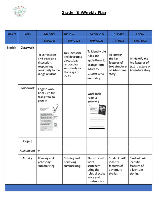 Good Will Children School - GR-6 -Weekly Plan-Term-1-Week-2 - Page 1 ...