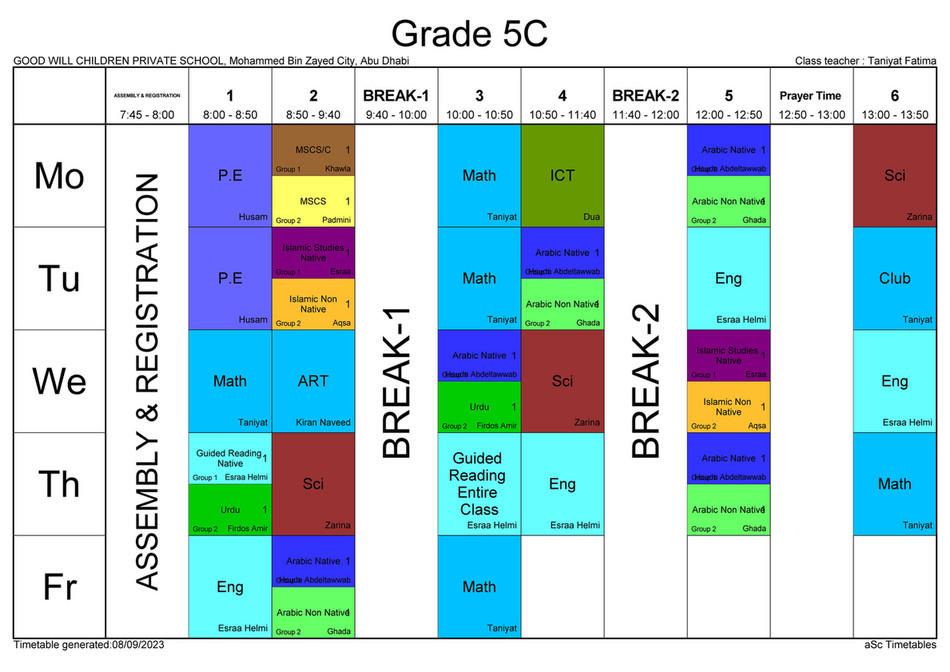 Good Will Children School - Timetable GR-5 - Page 3 - Created with ...