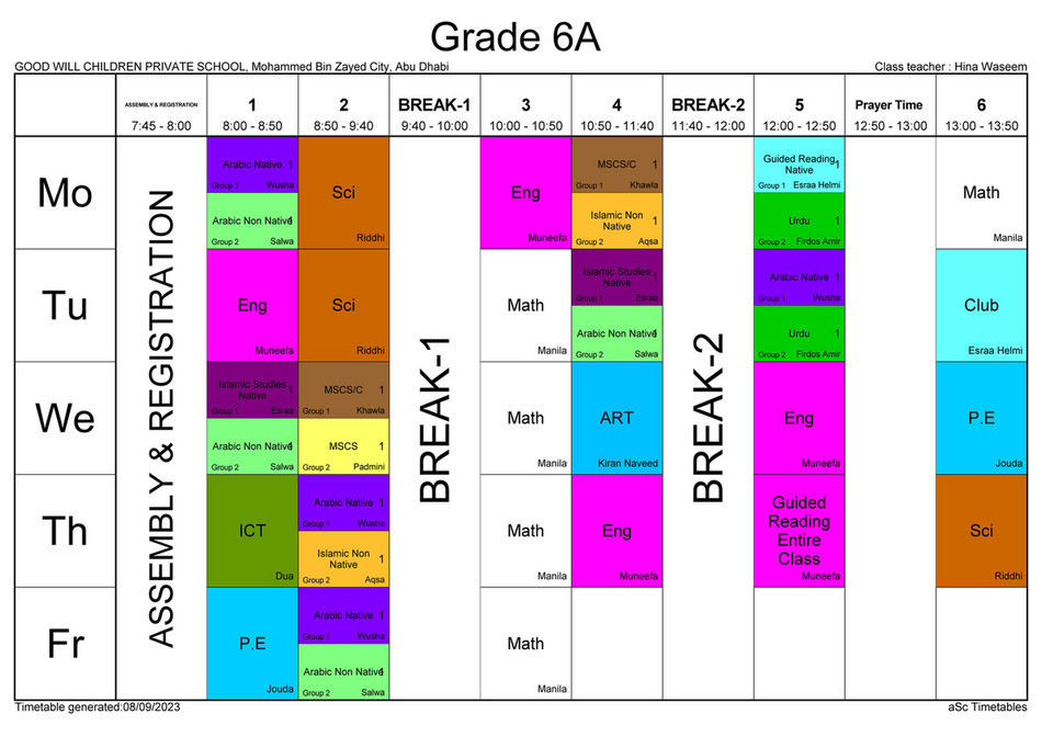 Good Will Children School - Timetable GR-6 - Page 1 - Created with ...